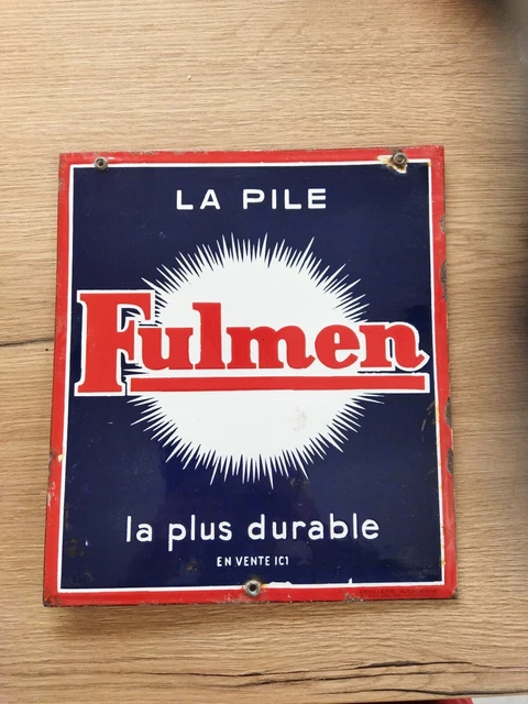 ANCIENNE PLAQUE EMAILLEE Publicitaire Fulmen Double Face EUR 140,00 ...