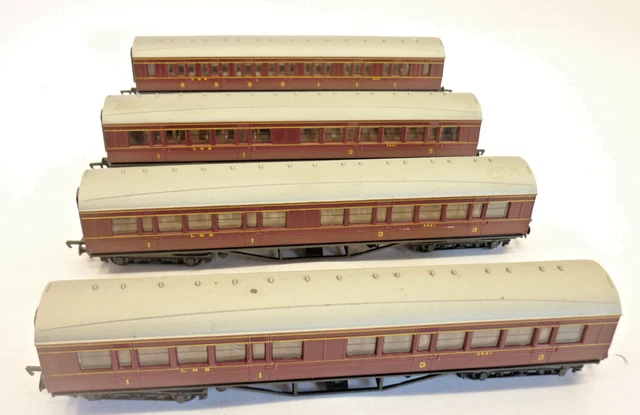 4 X MAINLINE 00 gauge LMS 57' CORRIDOR COMPOSITE COACHES - MAROON ...