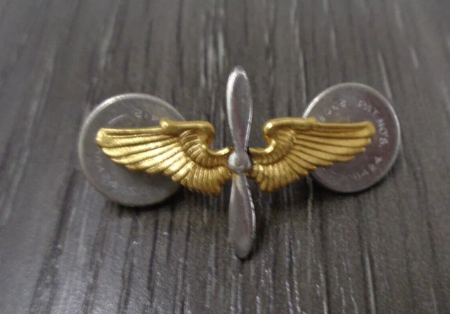 WW2 US ARMY Air Corps Pilot Insignia Uniform Collar Pin Propeller ...