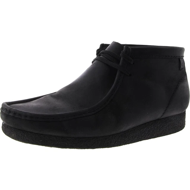 CLARKS MENS SHACRE Boot Black Leather Chukka Boots Shoes 9 Wide (E ...