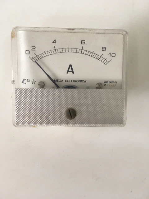 GALVANOMETRO AMPEROMETRO VINTAGE marca MEGA ELETTRONICA 10A FS testato ...