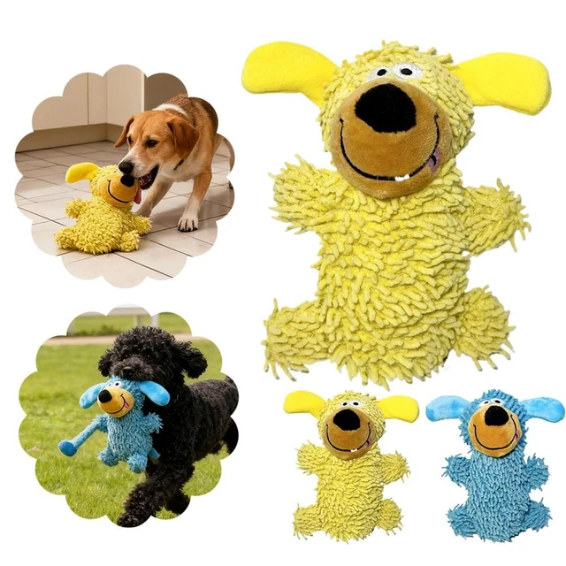 PET PLUSH TOYS Cartoon Squeaky Plush Mop Dog Chewproof Toy for ...