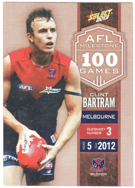 2013 AFL CHAMPIONS MILESTONE (100 GAMES) CARD - MG44 Clint BARTRAM ...