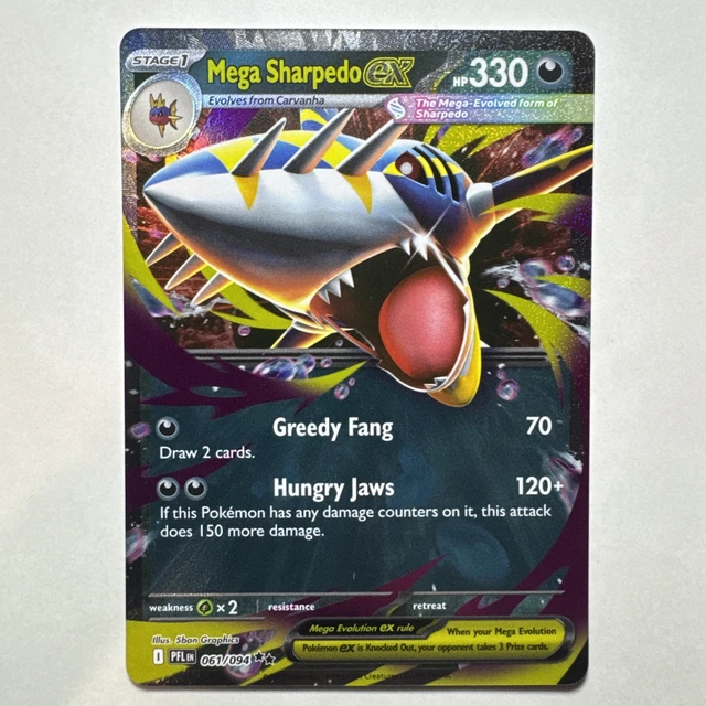 POKÉMON TCG MEGA Sharpedo EX 061/094 Phantasmal Flames Double Rare NM/M ...