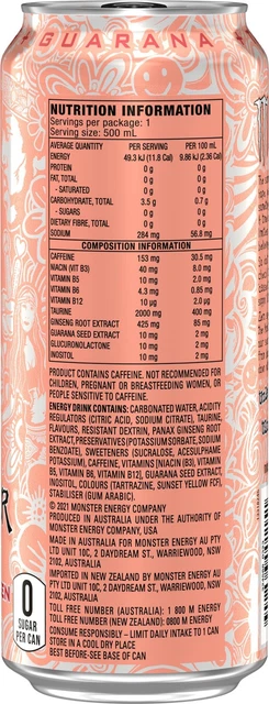 MONSTER ENERGY DRINK Ultra Peachy Keen 24 x 500ml $111.14 - PicClick AU