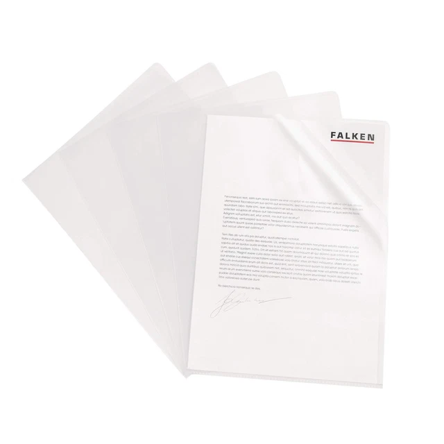ORIGINAL FALKEN 100 pack standard PP plastic file covers. For DIN A4 ...