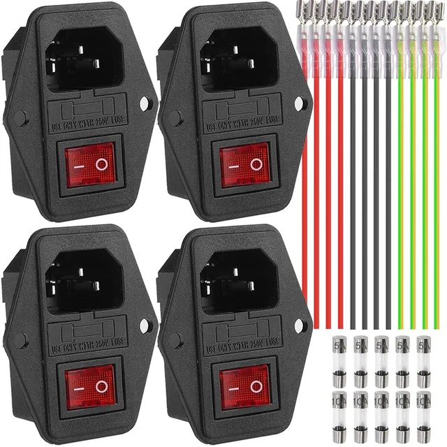 INLET MODULE PLUG Rocker Switch Power Socket IEC320 C14 5A Fuse Switch ...