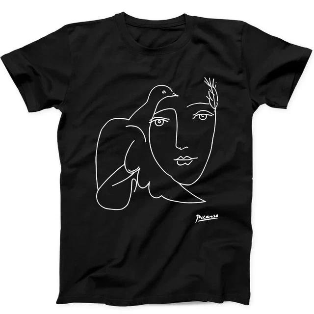 One Line Picasso Fearless Art Drawing Cartoon Anime Gift Tee S-3XL | eBay