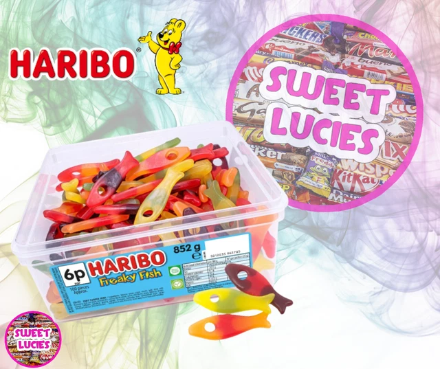 HARIBO FREAKY FISH Gummy Sweets VEGETARIAN Jelly Candy FULL TUB Kids ...