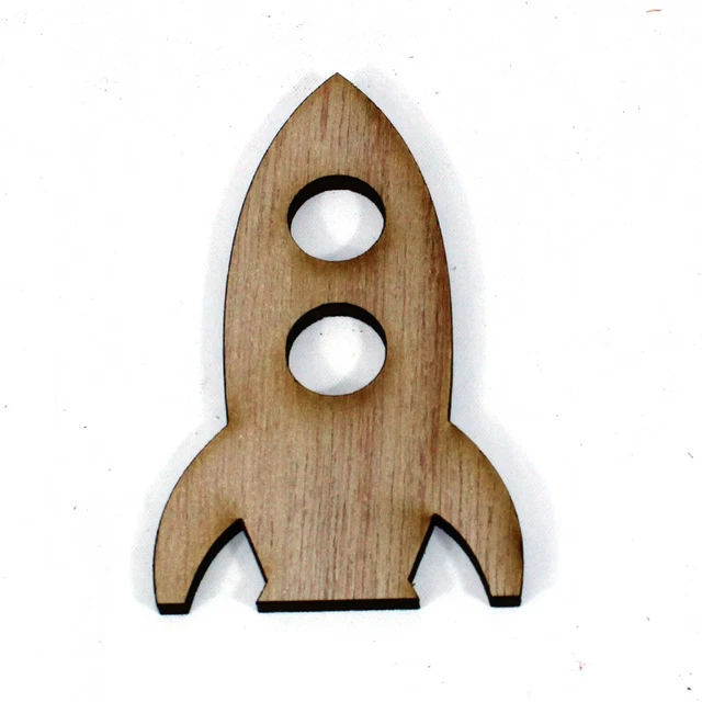 WOODEN ROCKET LASER cut plywood space sky shapes for craft decoration ...