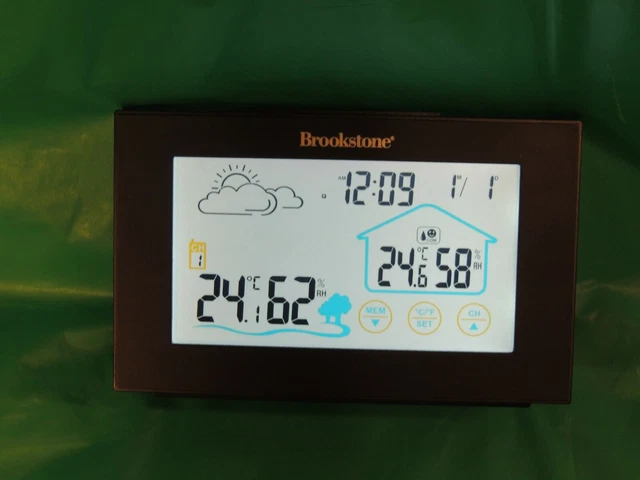 BROOKSTONE TOUCH DISPLAY DIGITAL WEATHER FORECASTER INDOOR\ OUTDOOR ...