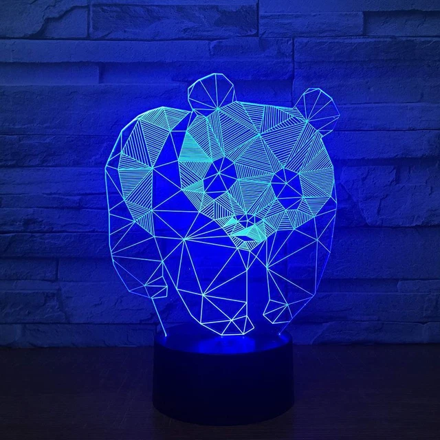 3D PANDA NIGHT Light 7 Color Change LED Desk Lamp Touch Switch Room ...