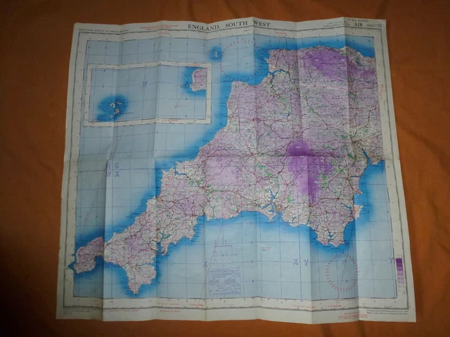 ORIGINAL WW2 RAF Flying Map Air Sheet 10, England, South West Ww2 Air ...