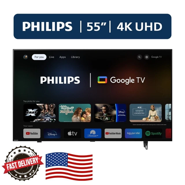 PHILIPS 55& CLASS 4K Ultra HD (2160p) Google Smart LED TV (55PUL7552/F7 ...