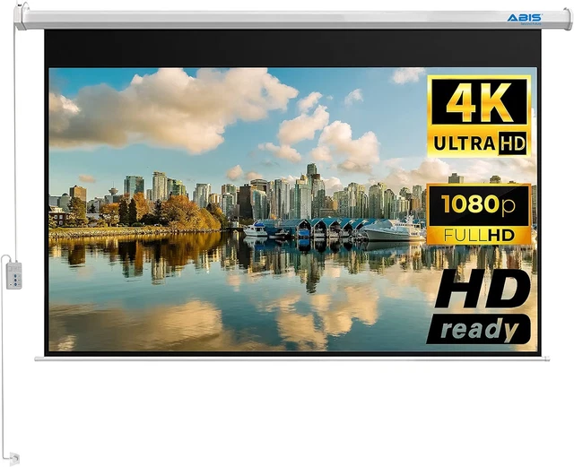 ELECTRIC PROJECTOR SCREEN 120" inches 16:9 Aspect Ratio Resolution FHD ...