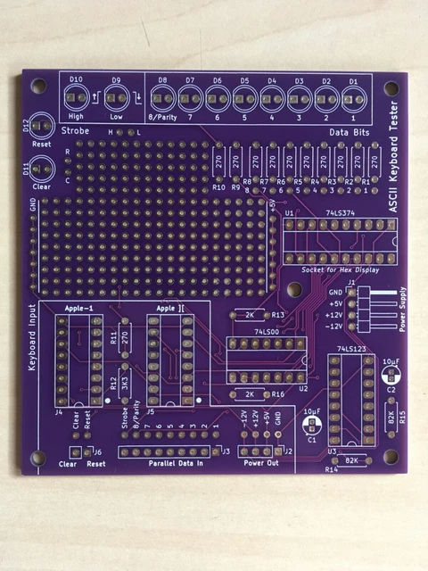 PARALLEL ASCII KEYBOARD Tester PCB for e.g. Apple-1 and Apple 2 £14.30 ...
