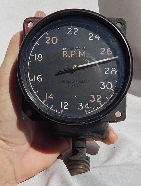 WW2 RAF FIGHTER & Bomber Engine RPM Indicator Gauge Instrument Type MK ...