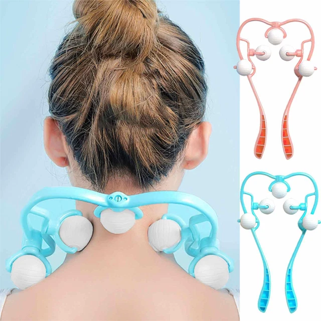 NECK MASSAGER THERAPY Neck And Shoulder Dual Trigger Point Roller Self ...
