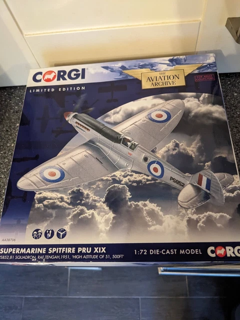 CORGI SUPERMARINE Spitfire Pru Xix Boxed Scale 1:72 Ltd. Ed. Aa 38706 ...