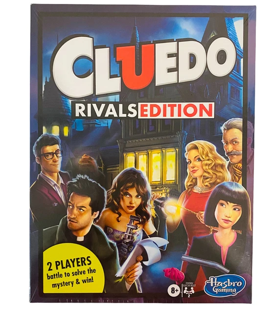 CLUEDO RIVALS EDITION Mystery Board Game Fun Hasbro Fast 2 Players 8 ...
