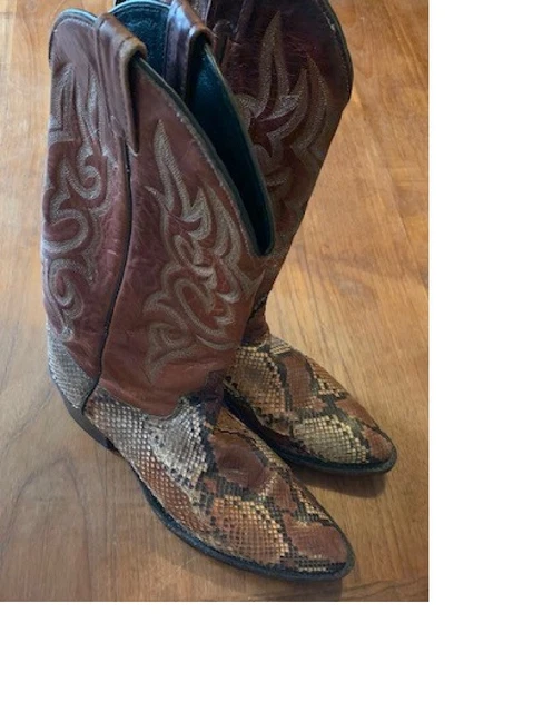 VINTAGE 80'S WESTERN J. Chisholm Snake Skin Cowboy Boots 9.5EE Retro ...