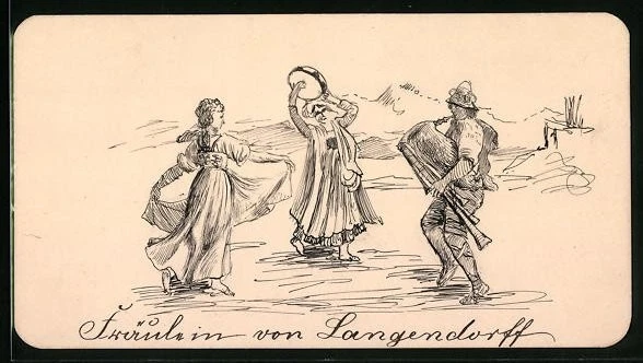 HAND DRAWING PEOPLE making music with tambourine and bagpipe £11.90 ...