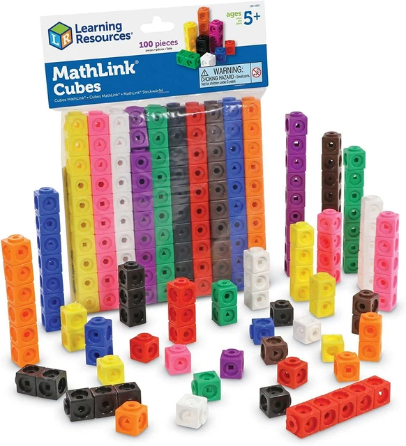 LEARNING RESOURCES MATHLINK Cubes Pack Of 100 Kids Early Learning Maths ...