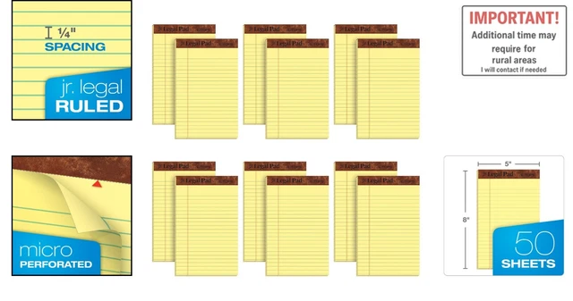 TOPS PERFORATED CANARY Legal Pad - 50 Sheets for Effortless ...