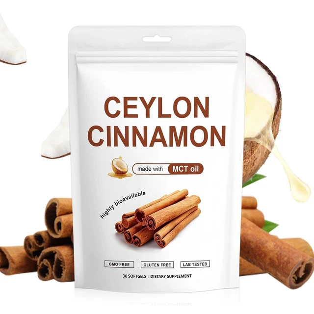 CEYLON CINNAMON 7200MG Equivalent Softgels MCT Oil Highly Bioavailable ...