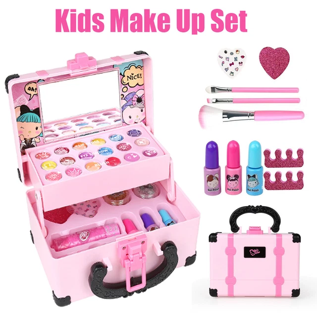 KIDS MAKEUP KIT Girls Cosmetic Toys Children Portable Make Up Set W ...