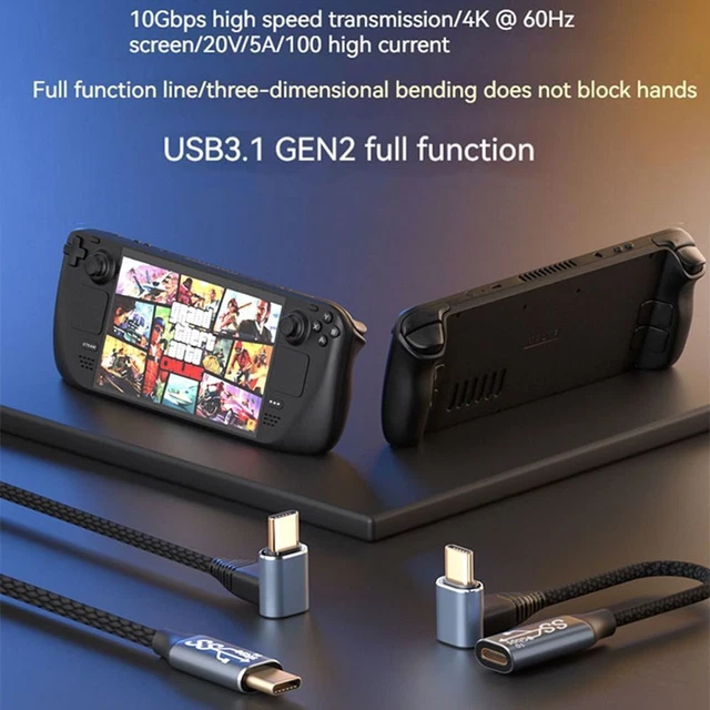LINE USB3.1 GEN2 PD 100W Type-C Cable 10Gbps For Steam Deck Oculus ...