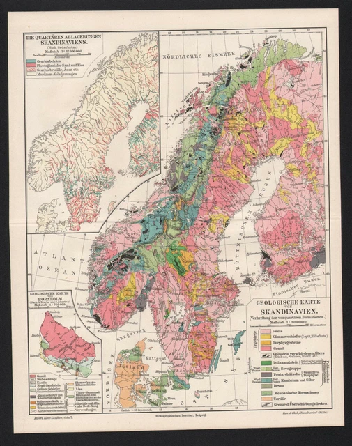ANTIQUE MAP. GEOLOGICAL MAP OF SWEDEN. Circa 1905 $15.00 - PicClick CA