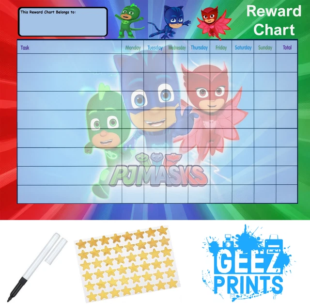 PJ MASK REWARD Behaviour Chart Free Pen & Stickers, Free P&P! £3.49 ...