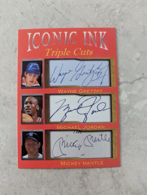 WAYNE GRETZKY MICHAEL Jordan Mickey Mantle ICONIC INK AUTO /1000 ...