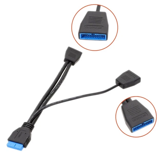 USB 3.0 19-PIN Header 1 to 2 Splitter Motherboard Cable No More Clutter ...