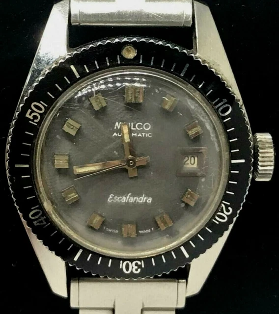 MULCO ESCAFAN SUPER Compressor Automatic Diver 28mm Watch Vintage Lady ...
