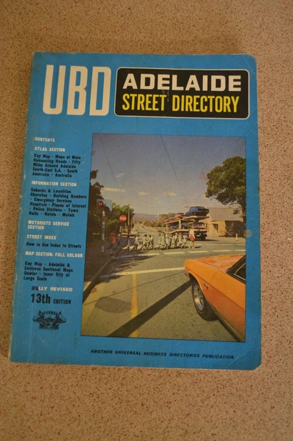 UBD ADELAIDE STREET Directory 13 th Edition 1970's RARE $250.00 ...