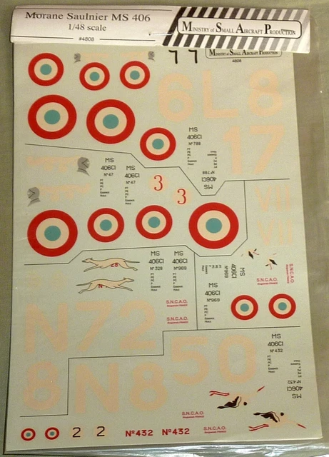 MSAP DECALS 4808 Morane Saulnier MS.406 decal in 1:48 Scale £8.50 ...