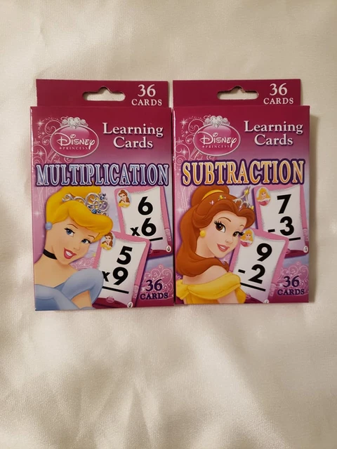 DISNEY PRINCESS LEARNING Math Flashcards Subtraction & Multiplication ...