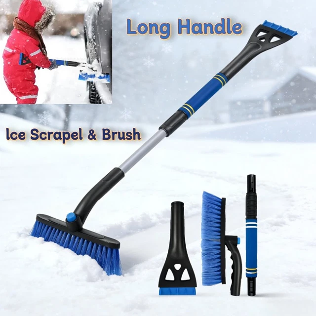 CAR WINDSCREEN 3-1N-1 Ice Scraper and Snow Brush Long Reach Handle De ...