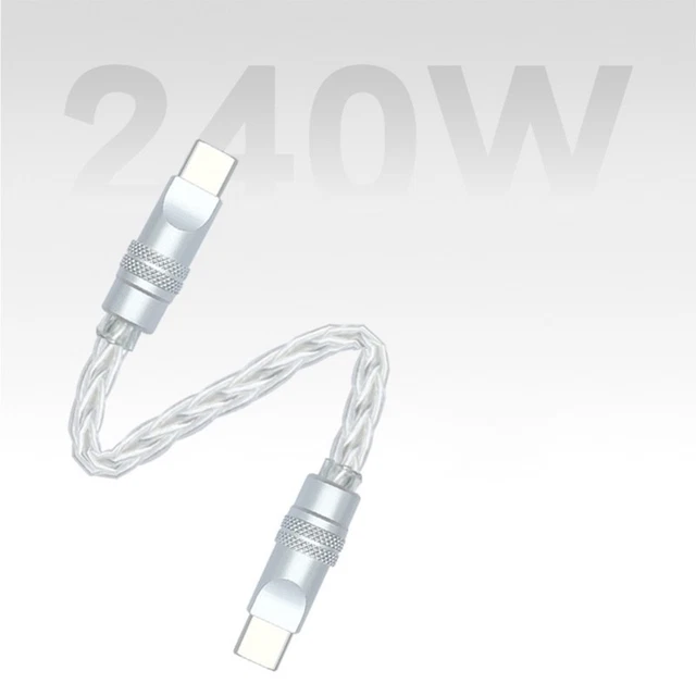 FAST SPEED TYPE C Braided Data Cable Featuring Eight Cored Silver ...