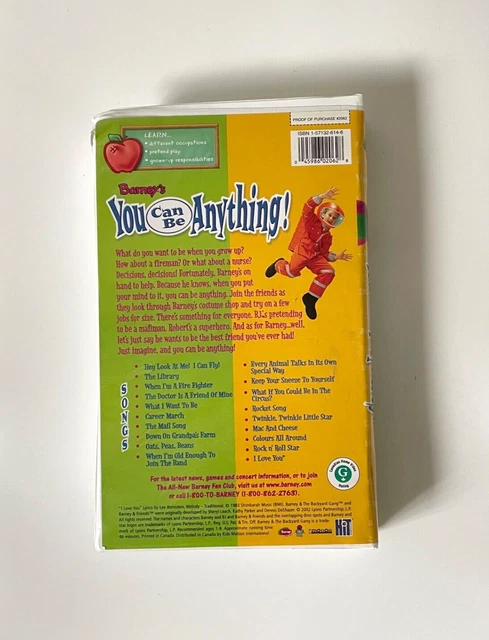 BARNEY'S YOU CAN Be Anything VHS Tape Purple Dinosaur Barney Kid video ...
