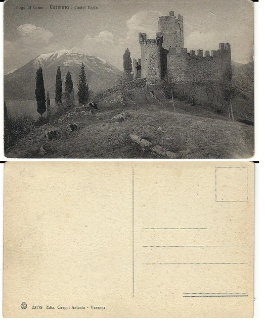 CARTOLINA VARENNA VEZIO CASTELLO Lago di Como primi '900 Postcard Como ...