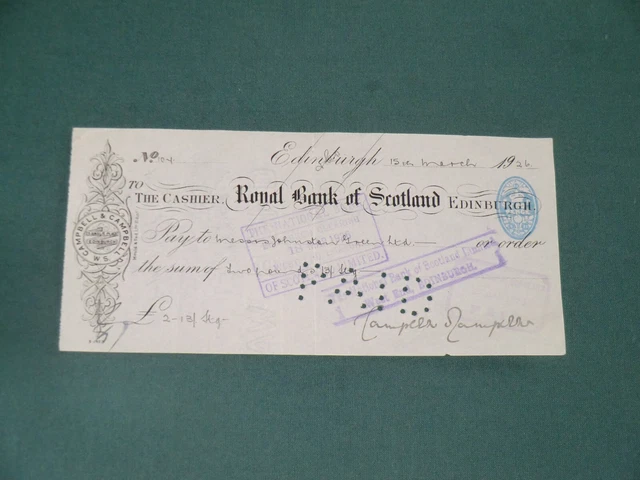 OLD CHEQUE FROM The Royal Bank Of Scotland (P112) £1.49 - PicClick UK