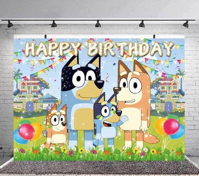 BLUEY BIRTHDAY PARTY Supplies Backdrop Banner Background Cartoon ...