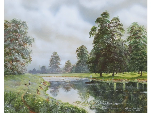 STEVEN TOWNSEND RARE EARLY ORIGINAL WATERCOLOUR Yorkshire Landscape ...