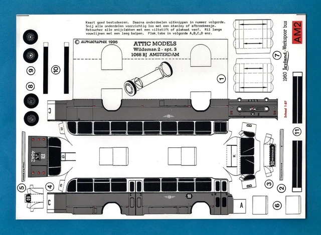 4MM CUT OUT Bus Card Kit - NZH Holland - 1960 Leyland Werkspoor no 4842 ...