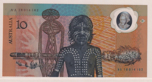 AUSTRALIA BANKNOTES: 1988 $10 Commemorative Note In Folder Prefix Aa 18 ...