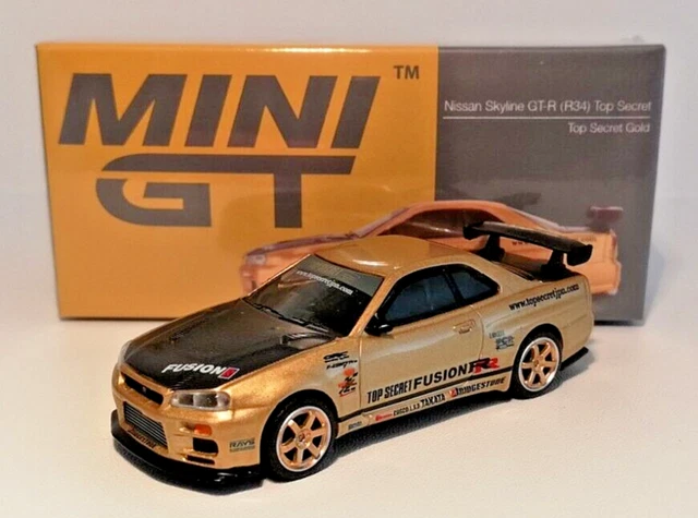 NISSAN SKYLINE GT-R R34 (Top Secret) Gold "JAPAN EXCLUSIVE" 1/64 TSM Mini GT £10.55 - PicClick UK