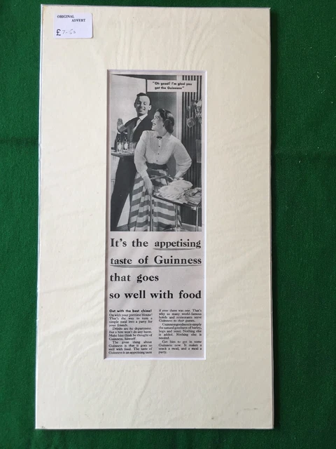 GUINNESS ORIGINAL ADVERT -1950’s £6.00 - PicClick UK